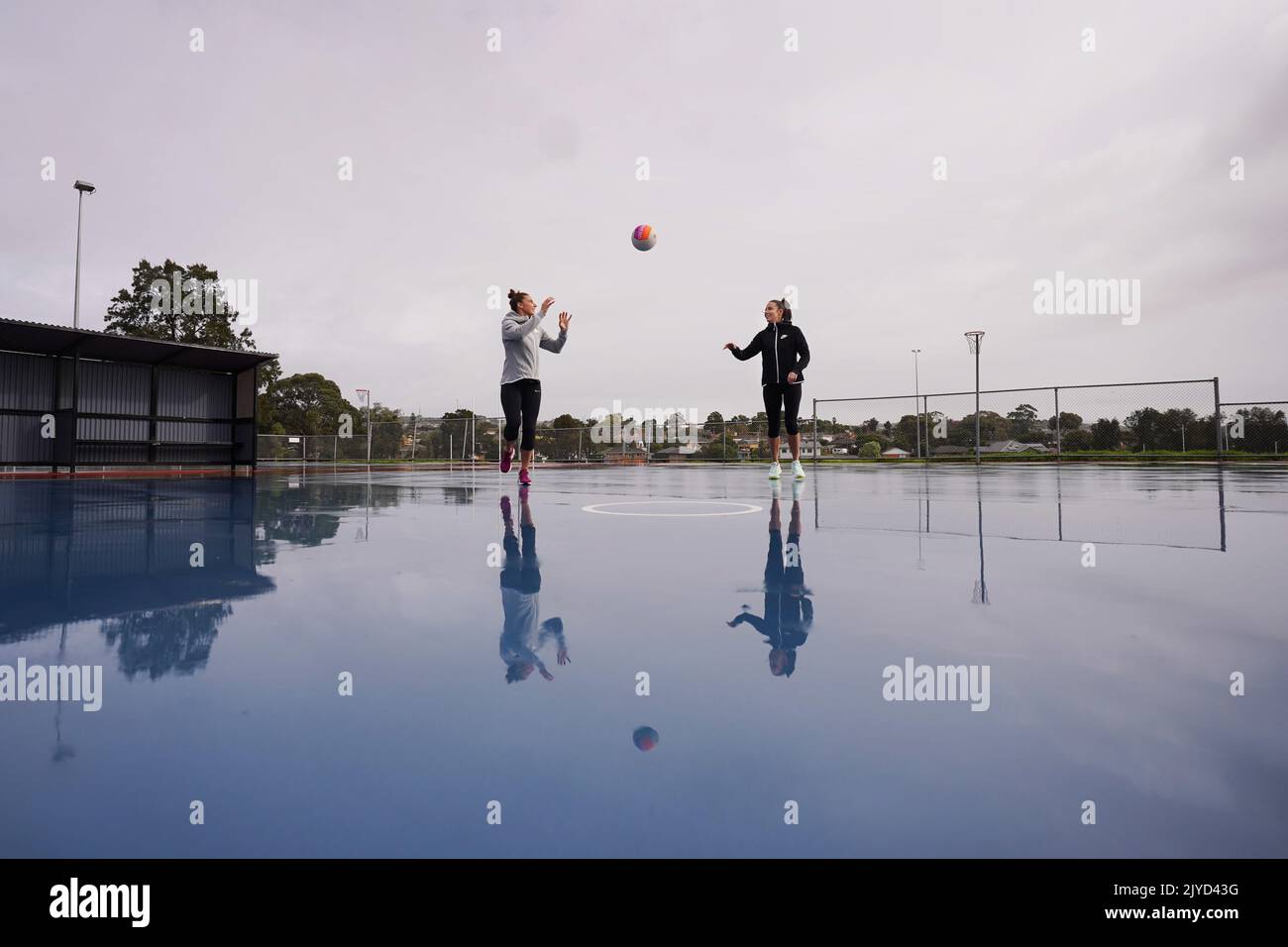 Madi and Kelsey Browne of the Collingwood Magpies are seen at their ...