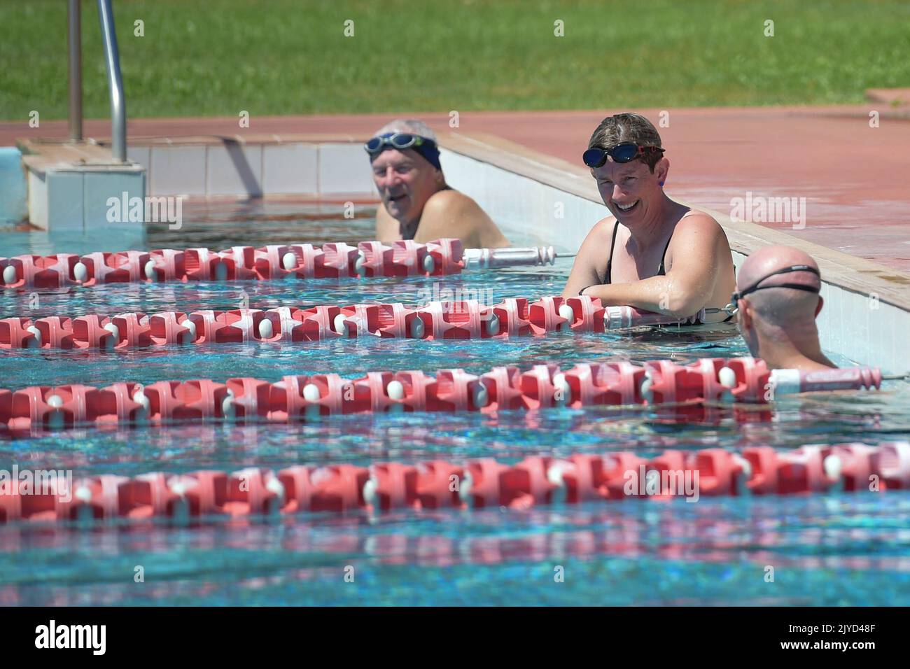 Swimmers are seen at the Nightcliff Swimming Pool in Darwin, Friday ...