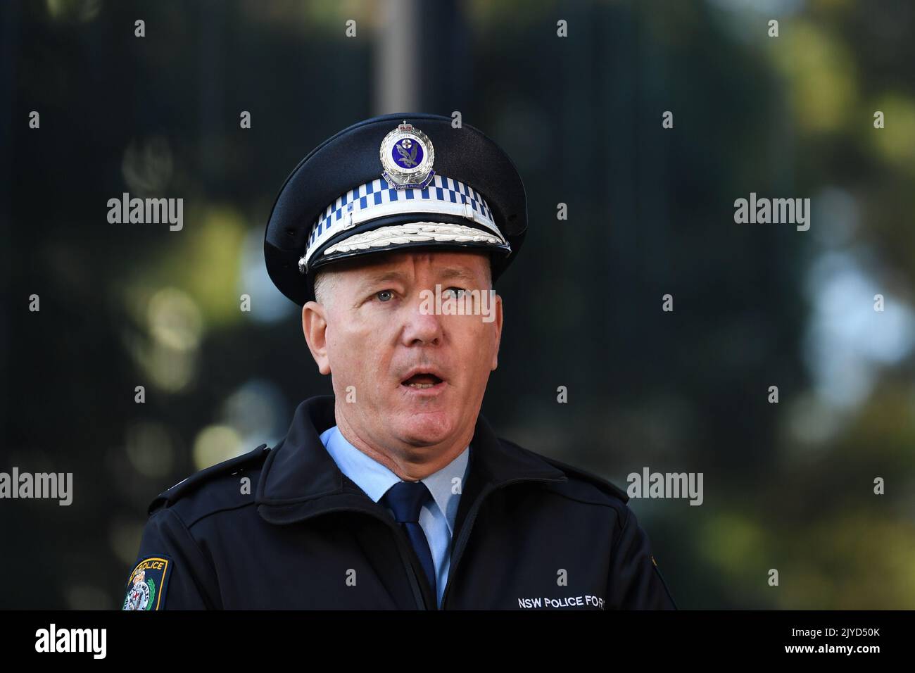 NSW Police Commissioner Mick Fuller speaks to the media during a press ...
