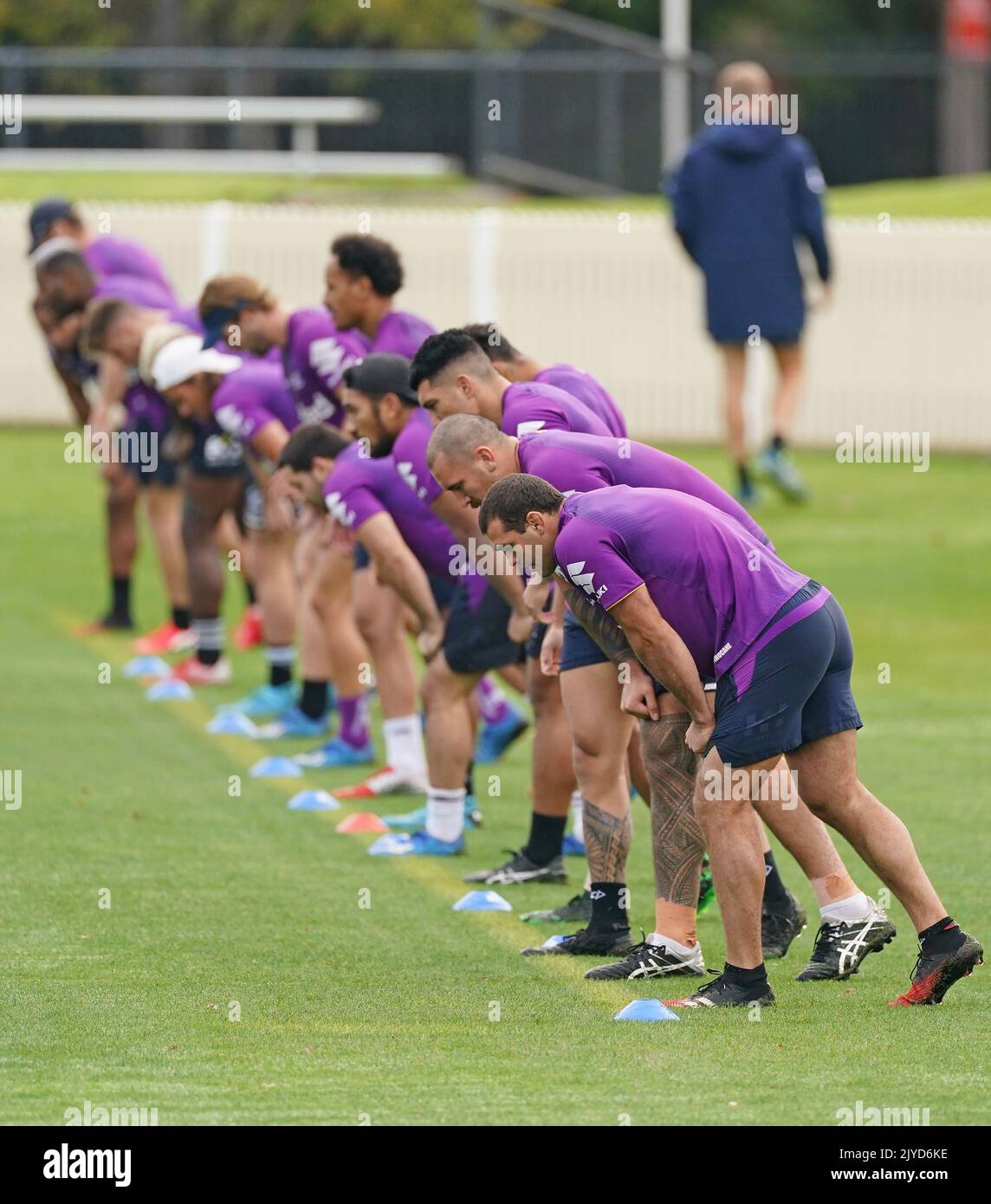 Storm players run in a beep test exercise during a Melbourne Storm NRL ...