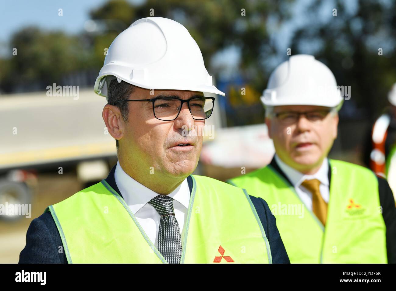 South Australian Premier Steven Marshall speaks to the media during a ...