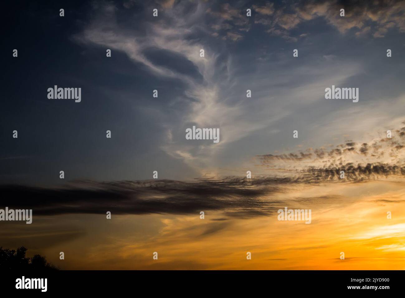 Dawn sky on the night of the summer solstice in northern Europe. The ...