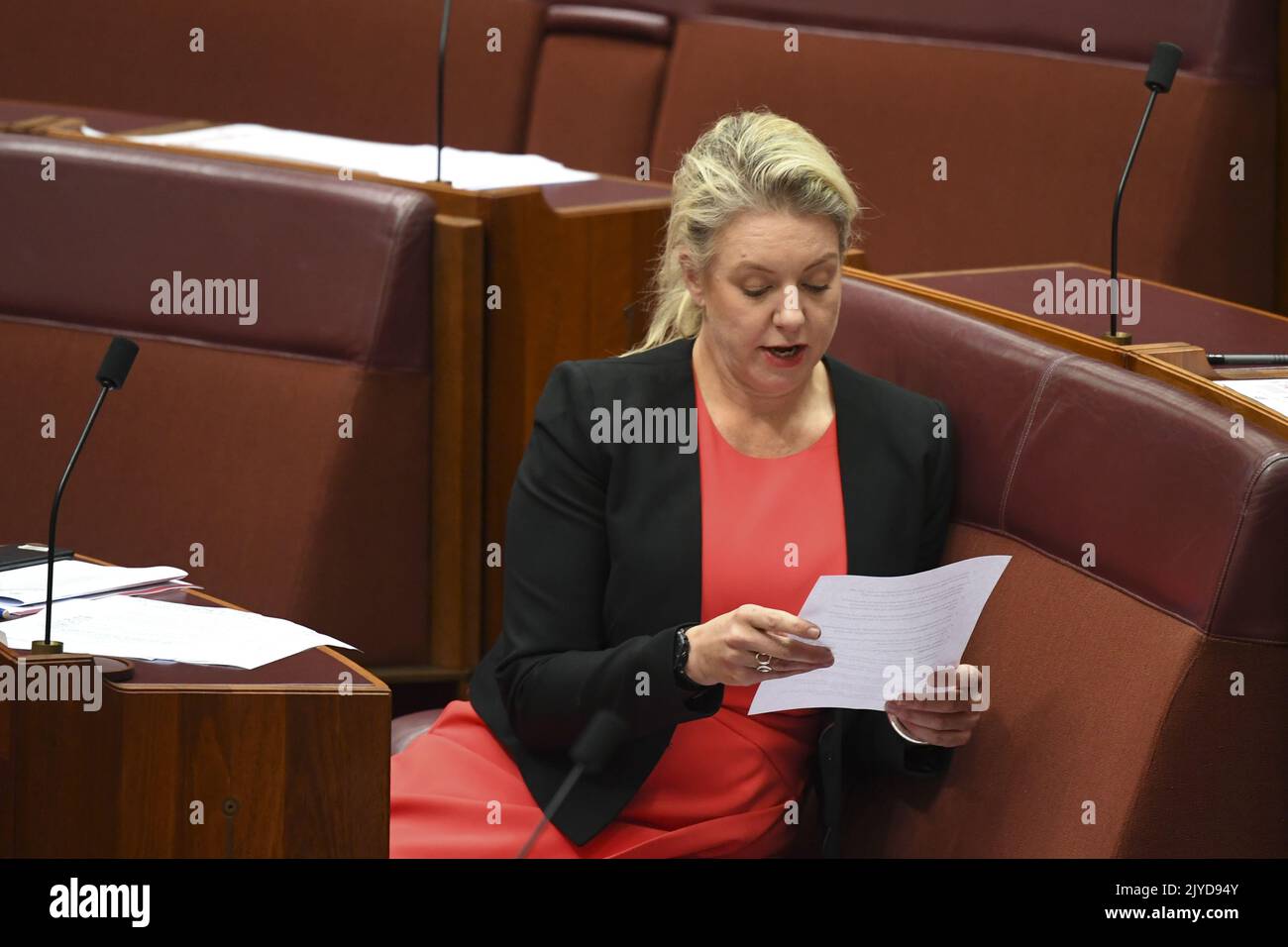 Nationals Senator Bridget McKenzie attends debate in the Senate chamber ...