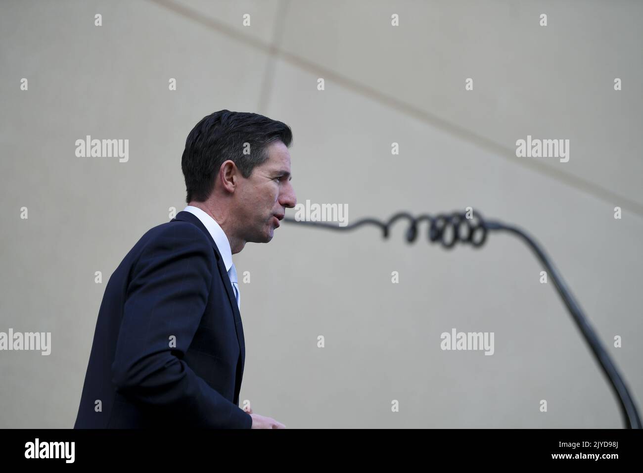 Australian Trade Minister Simon Birmingham speaks during a press ...