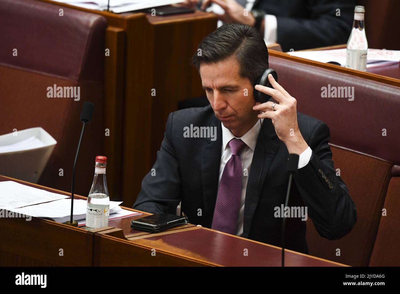 Australian Trade Minister Simon Birmingham speaks during Senate ...