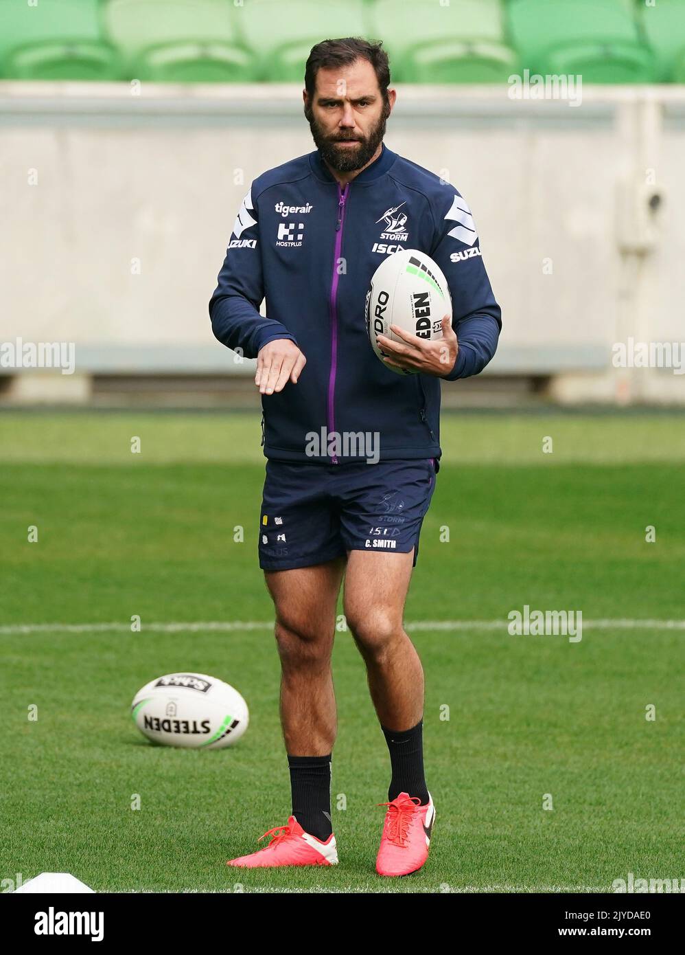 Cameron Smith looks on during a Melbourne Storm NRL training session at ...