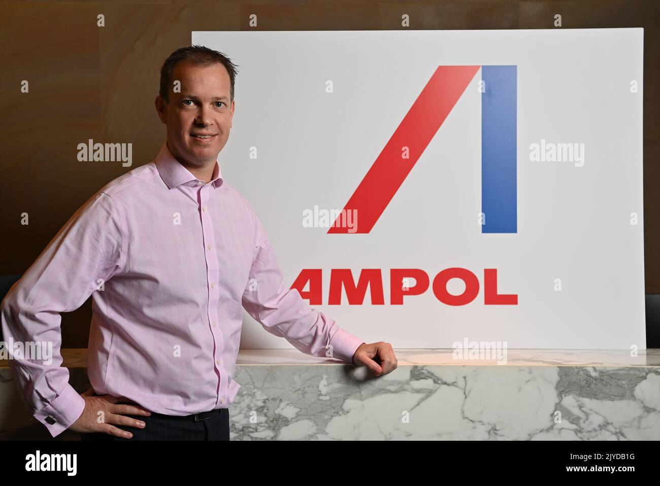 Caltex Interim CEO Matthew Halliday poses for a photograph with the new ...