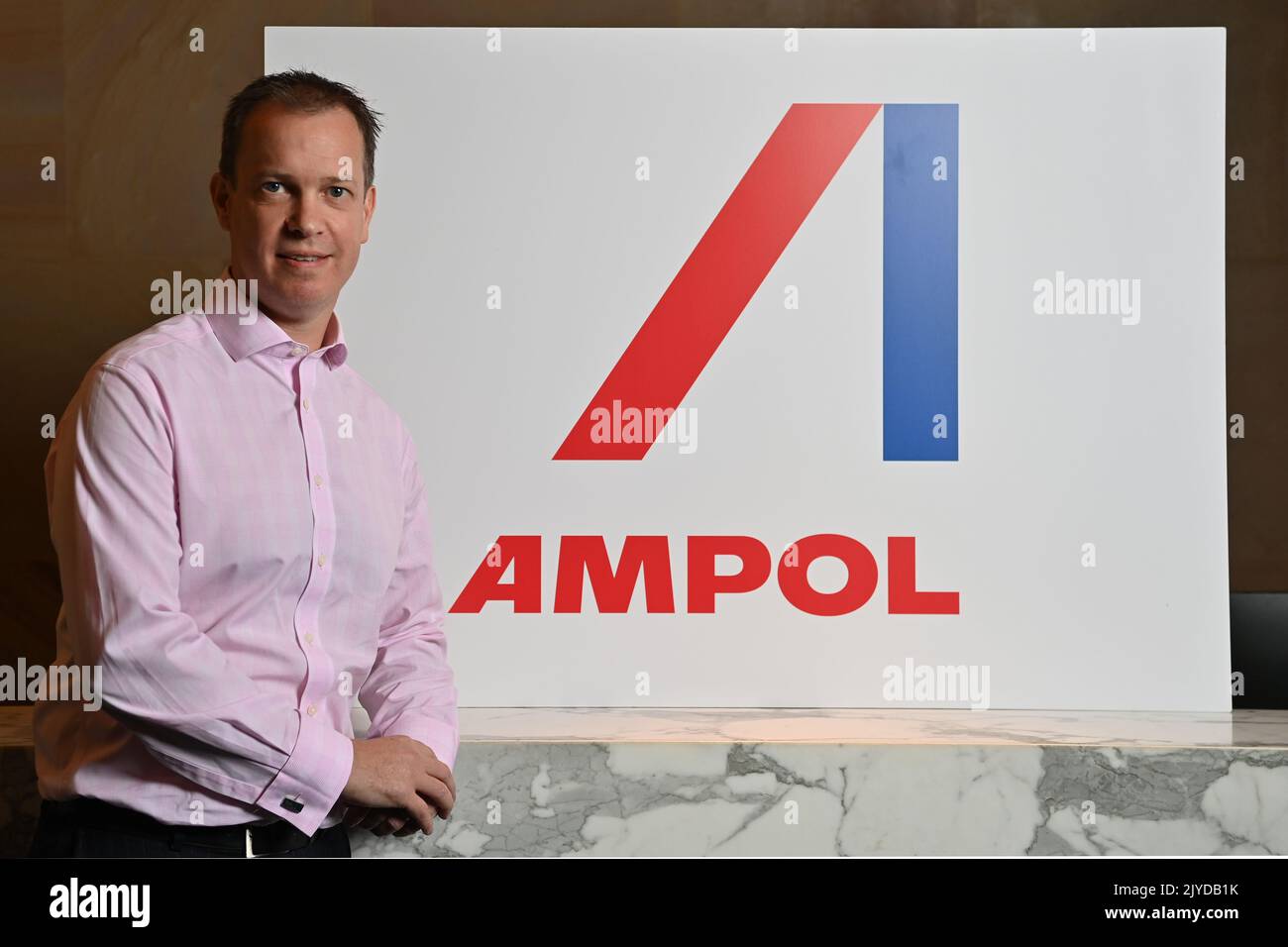 Caltex Interim CEO Matthew Halliday poses for a photograph with the new ...