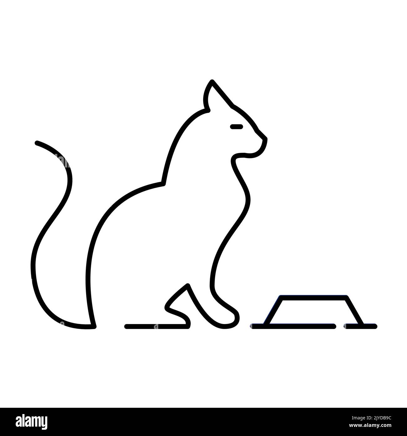 Sitting Cat Front Drawing