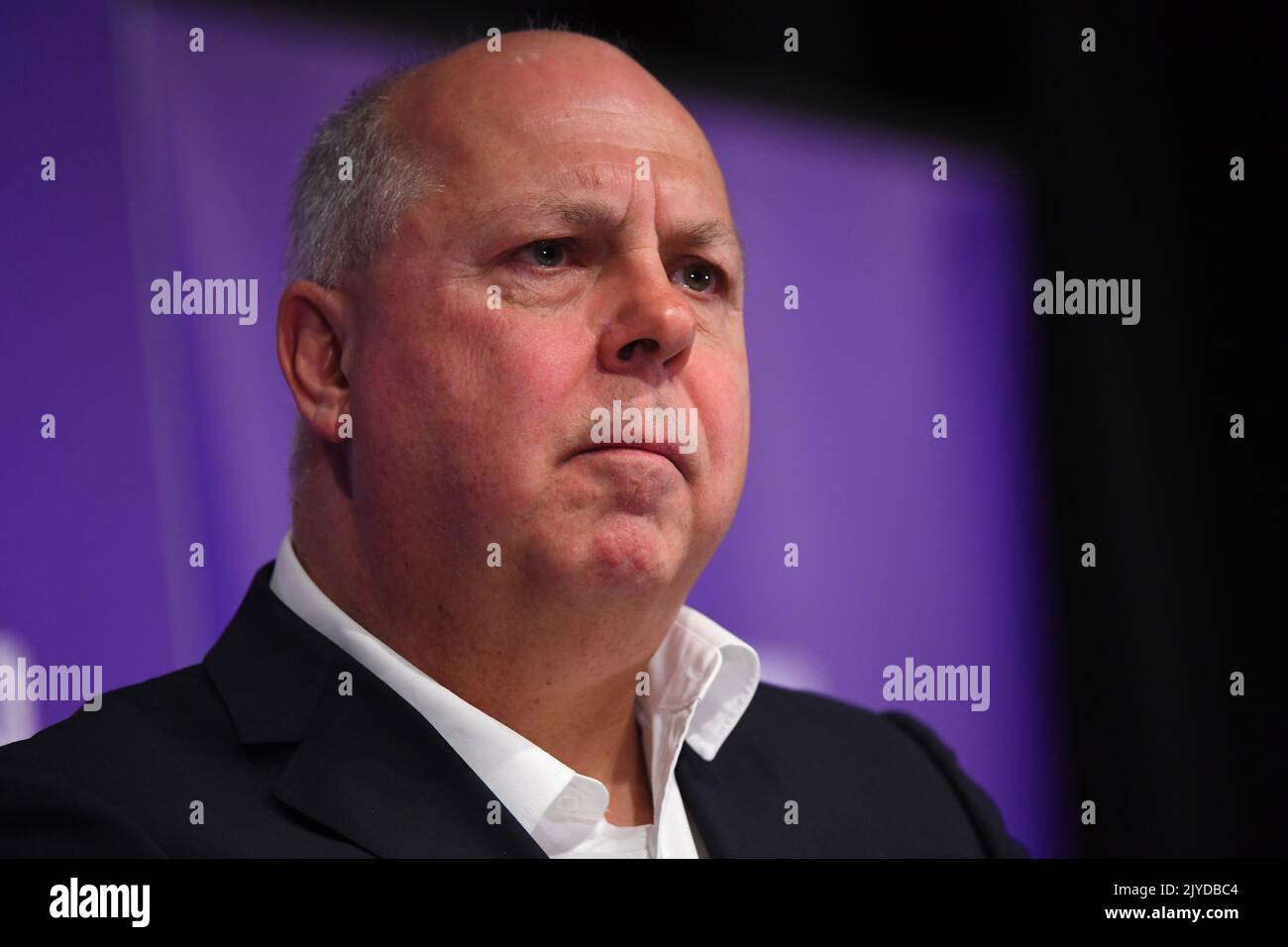 Victorian Treasurer Tim Pallas addresses the media during a press ...
