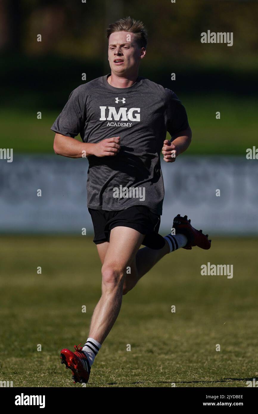 Charlie Spargo of the Demons trains at Elsternwick Park in Melbourne ...