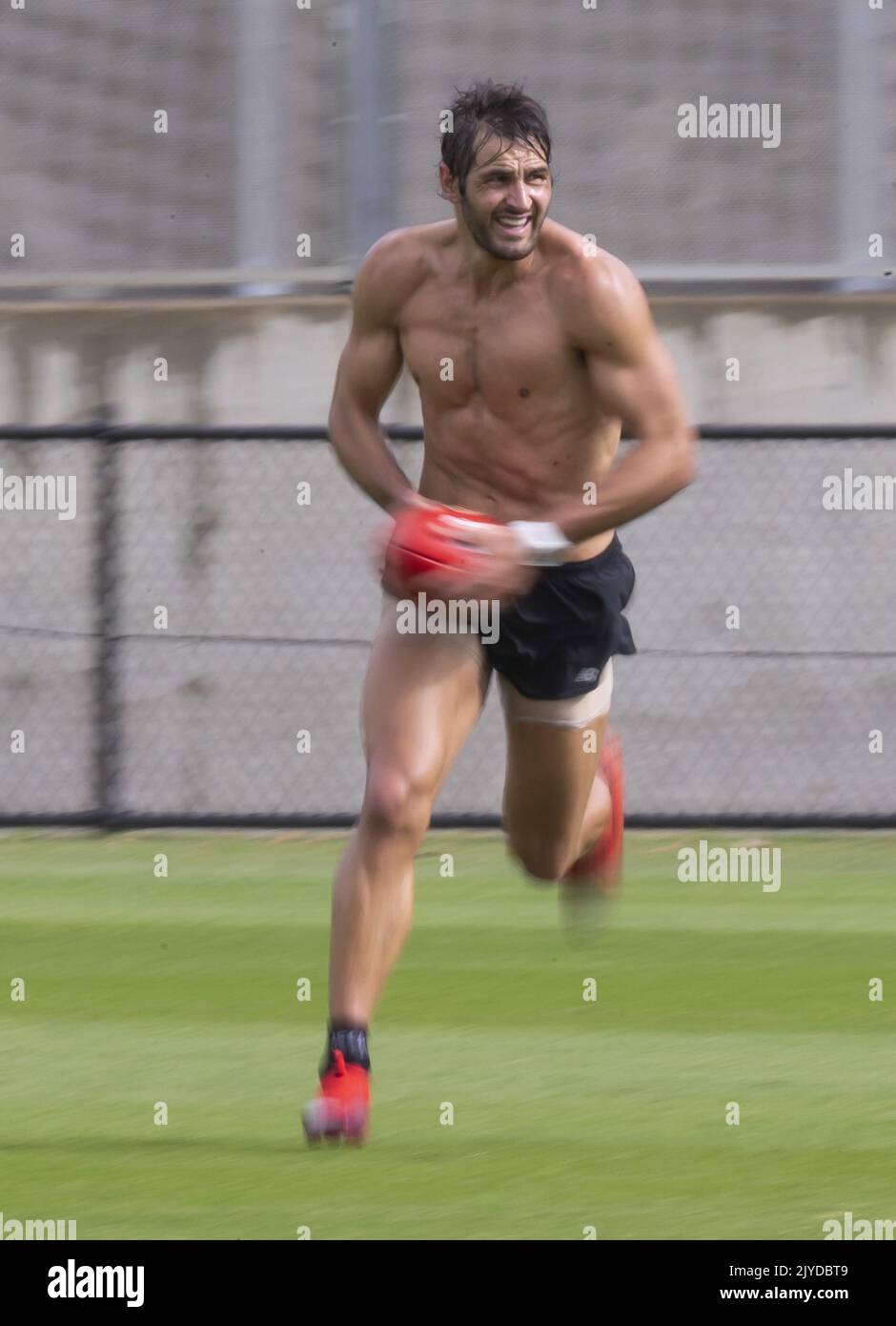 Josh Kennedy of the Sydney Swans trains in the Grounds opposite the SCG ...