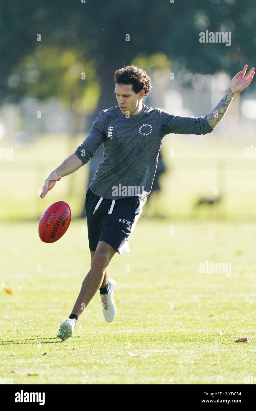 Harley Bennell of the Demons trains at Gosch’s Paddock in Melbourne ...