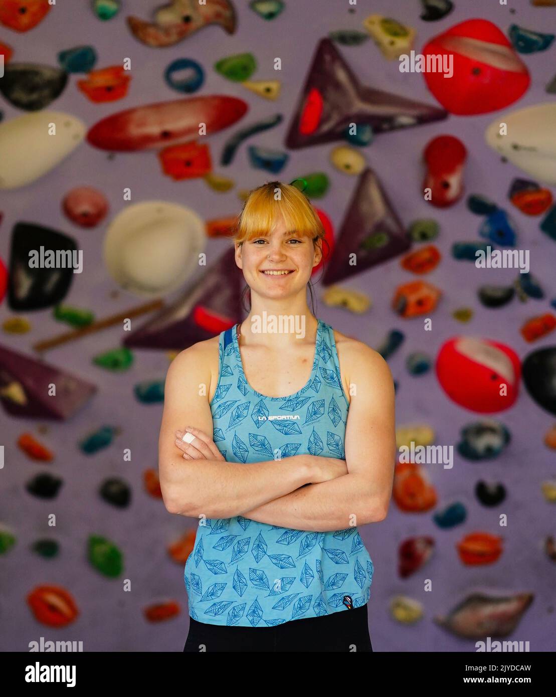 Australian climber Oceana Mackenzie poses as she trains at home in ...