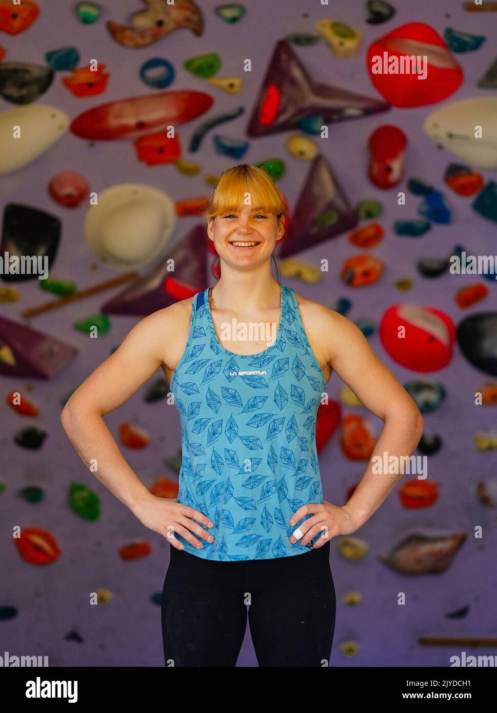 Australian climber Oceana Mackenzie poses as she trains at home in ...