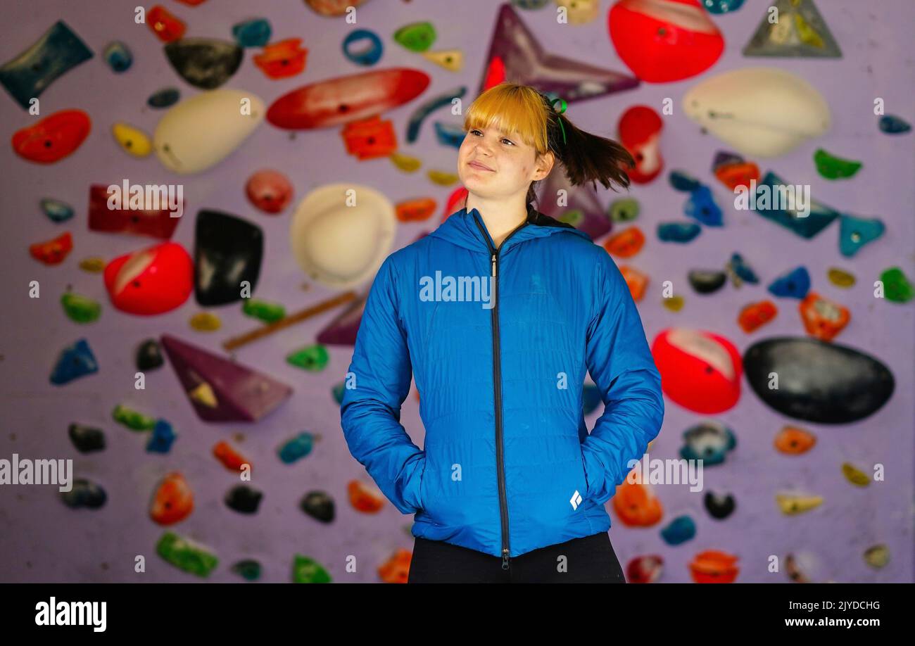 Australian climber Oceana Mackenzie poses as she trains at home in ...