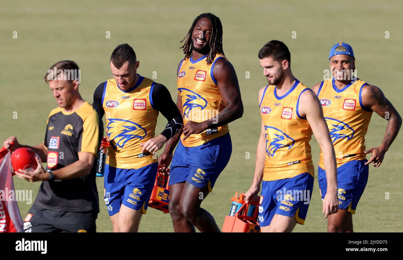 (L-R) Luke Shuey, Nic Naitanui, Josh Rotham and Tim Kelly are seen ...