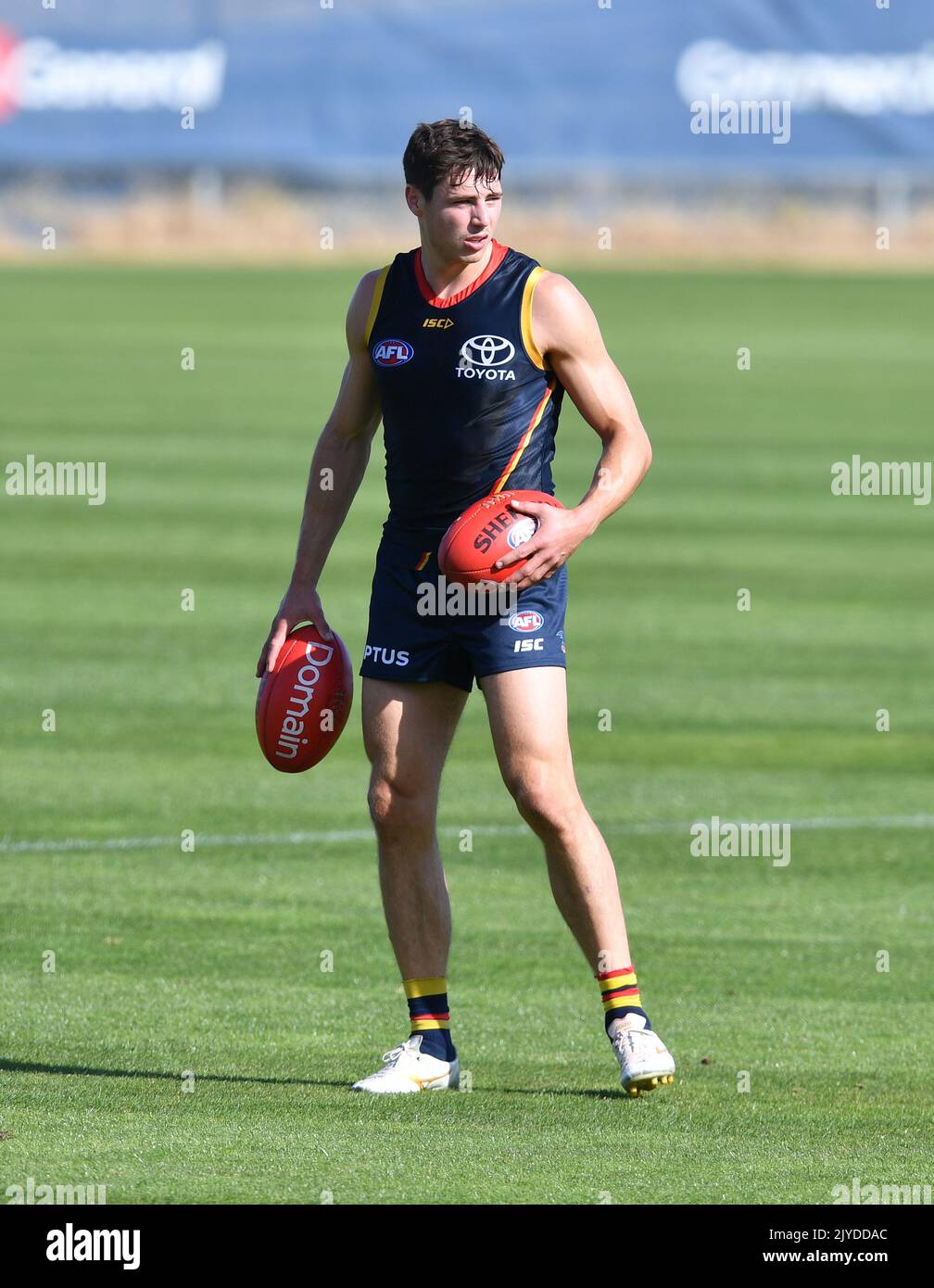 Luke Brown of the Crows is seen during a training session at West lakes ...