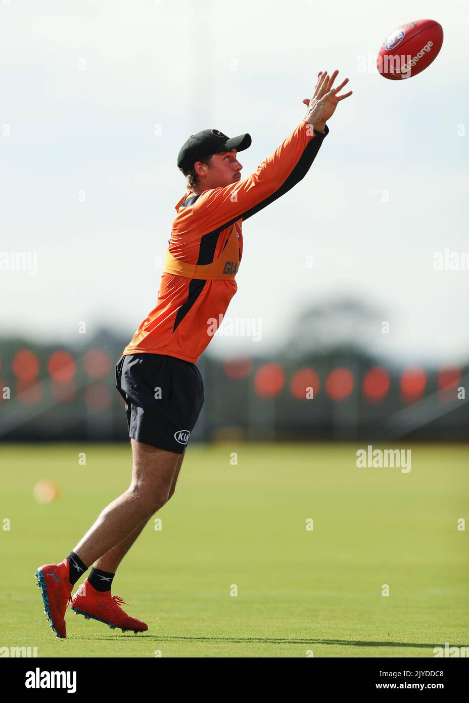 Harry Perryman of the Giants grabs a mark during a GWS Giants training ...