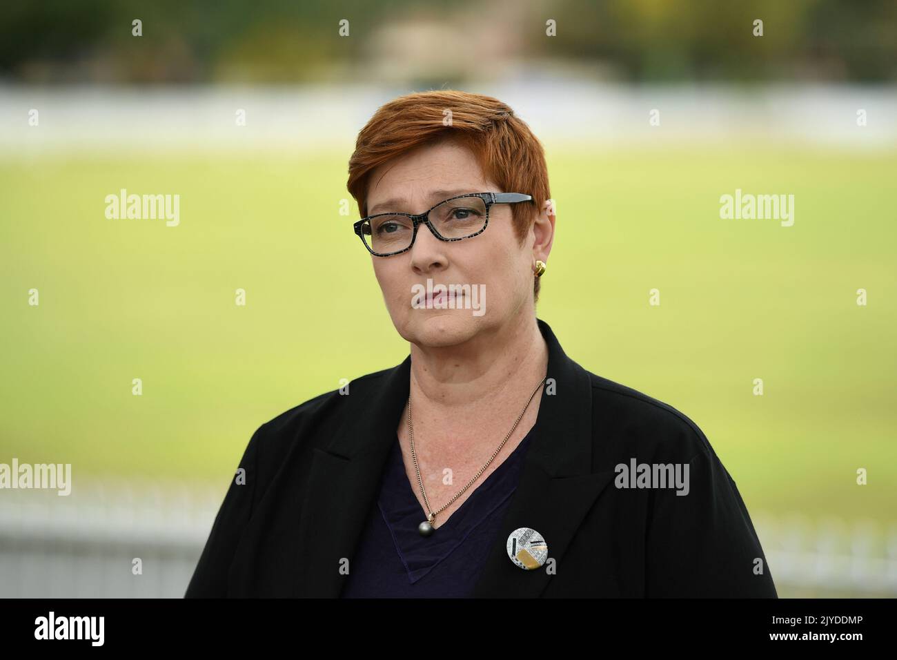 Australian Foreign Affairs Minister Marise Payne speaks to the media at ...