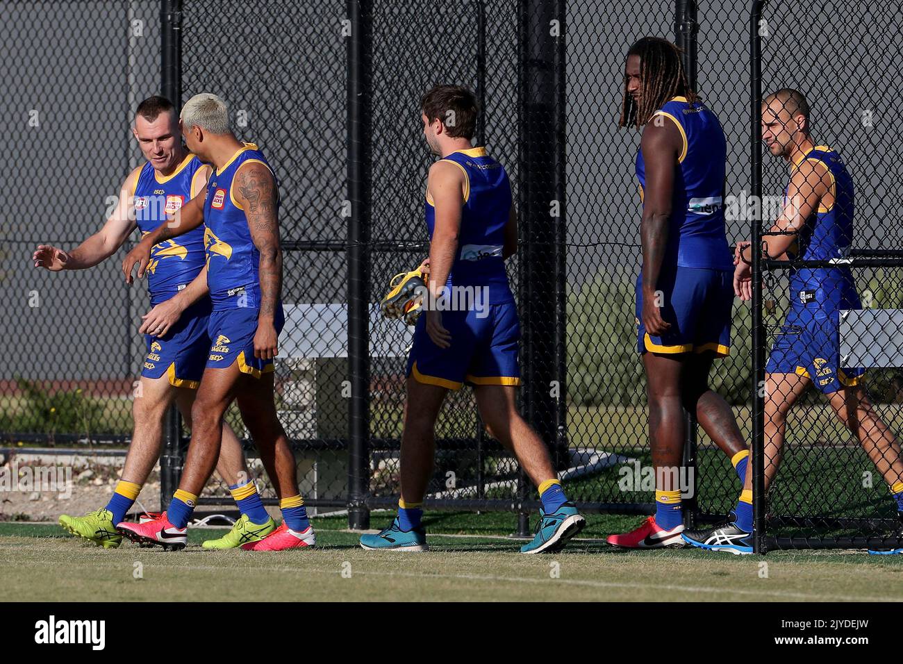 Eagles players are seen arriving for an AFL West Coast Eagles training ...