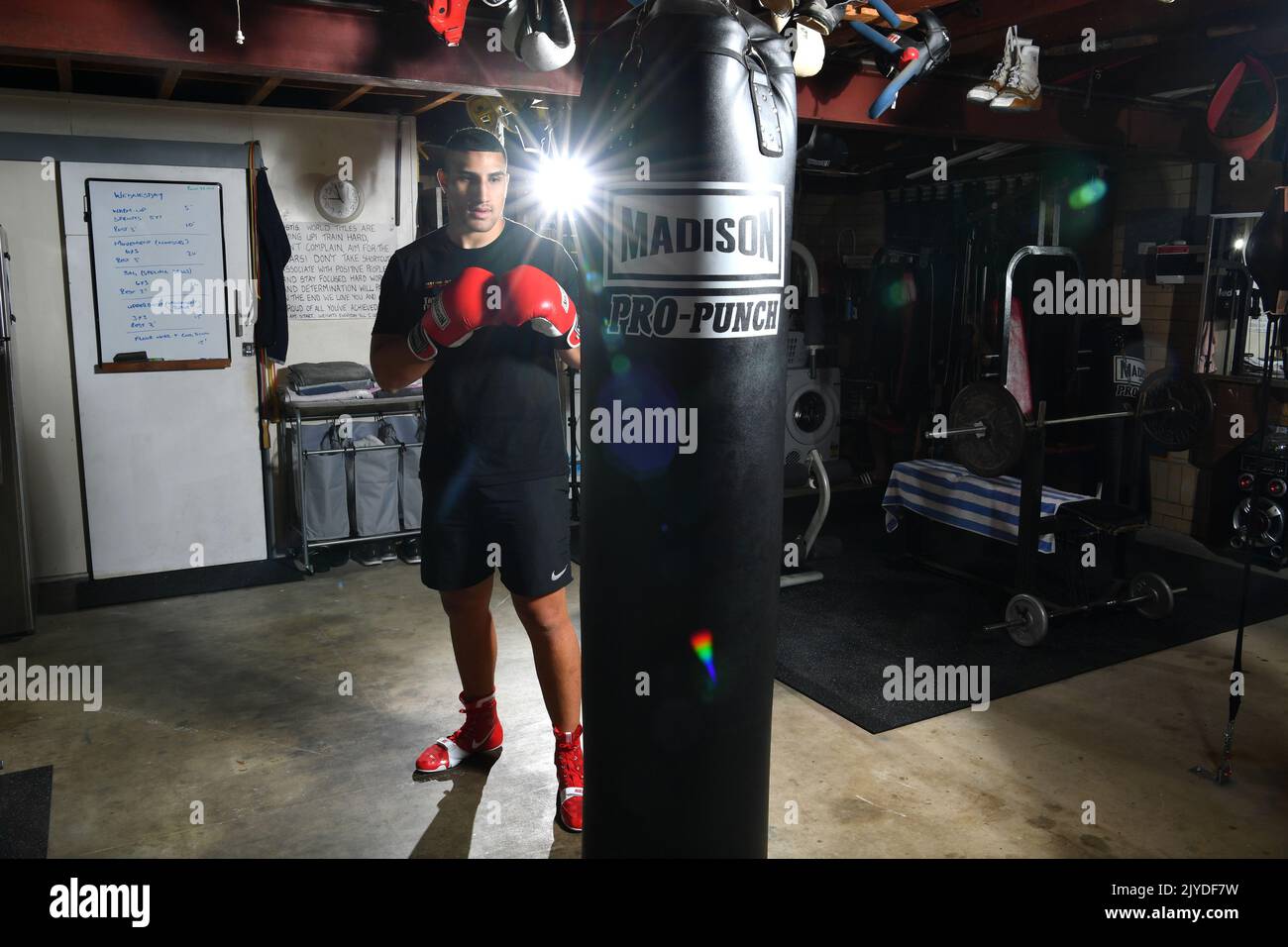 Heavyweight boxer Justis Huni is seen during a training session in the ...
