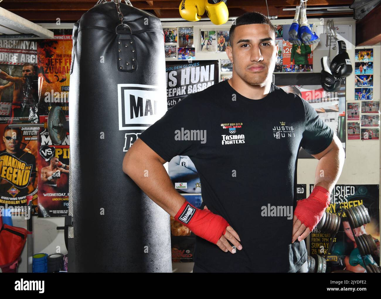 Heavyweight boxer Justis Huni is seen posing for a photograph at his ...
