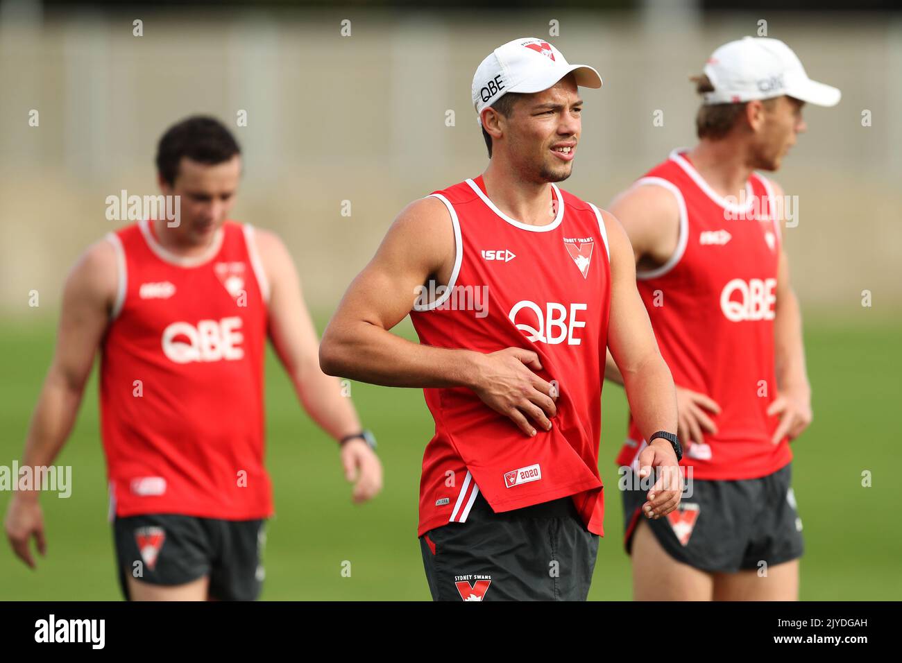 Oliver Florent of the Swans looks on during an AFL Swans training ...