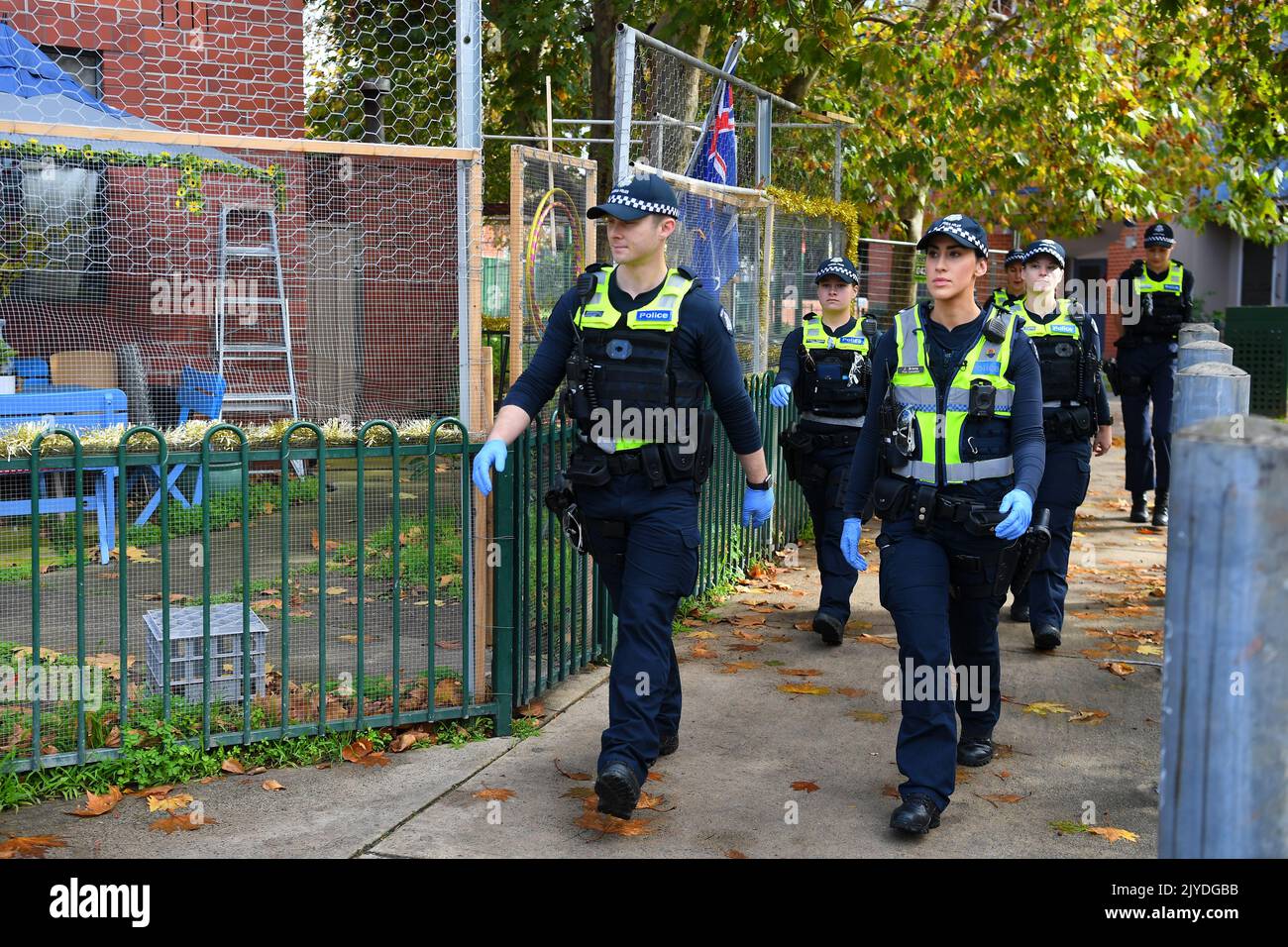 Victoria Police officers patrol near Victoria Street in Richmond ...