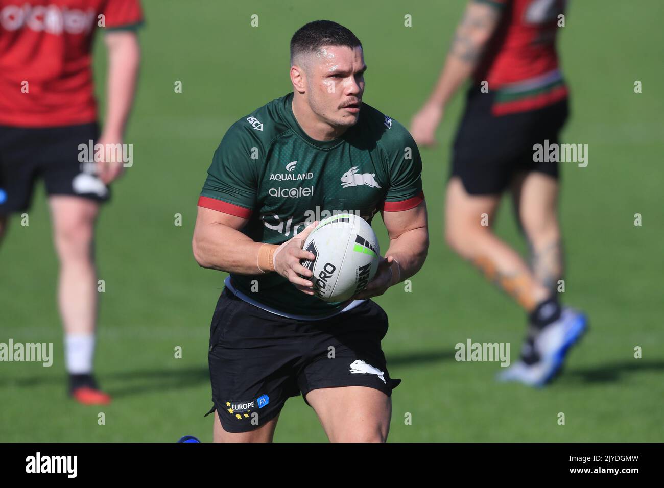 James Roberts runs the ball during a South Sydney Rabbitohs training ...