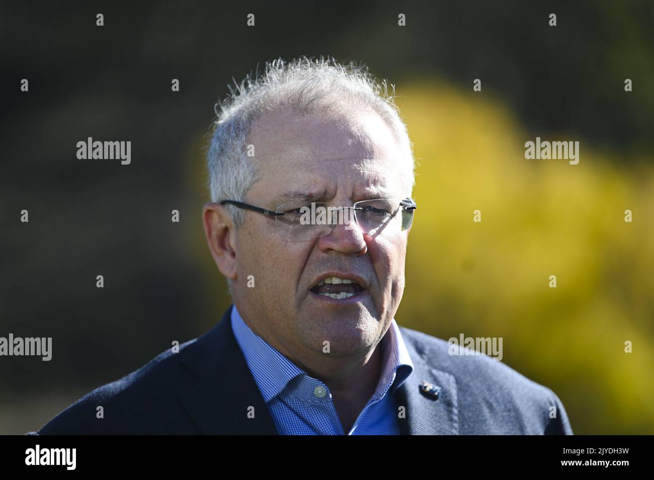 Australian Prime Minister Scott Morrison speaks to the media during a ...