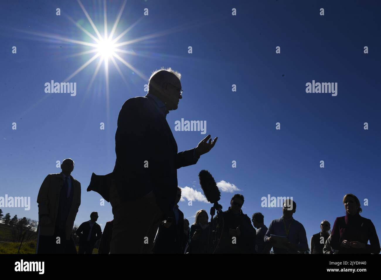 Australian Prime Minister Scott Morrison speaks to the media during a ...
