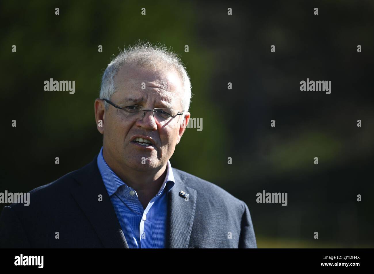 Australian Prime Minister Scott Morrison speaks to the media during a ...