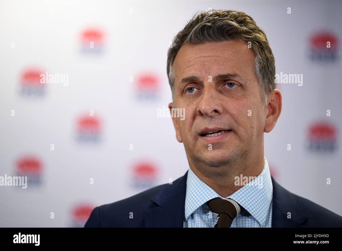 NSW Minister for Transport and Roads Andrew Constance speaks to the ...
