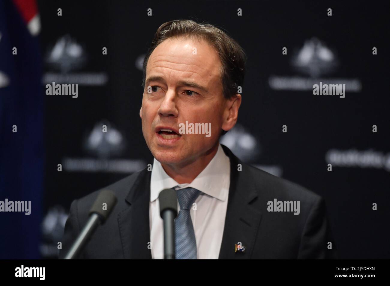Minister for Health Greg Hunt at a press conference at Parliament House ...