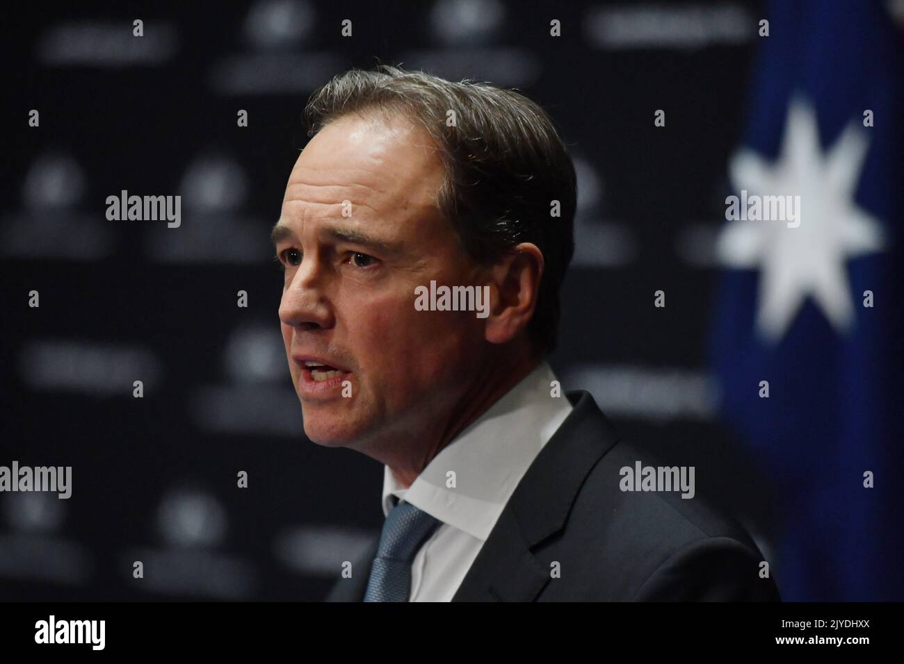 Minister for Health Greg Hunt at a press conference at Parliament House ...