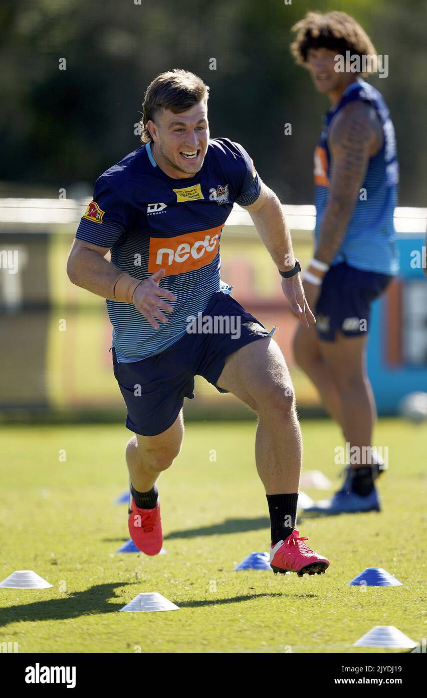 Jai Arrow during an NRL Titans training session at the Titans High ...