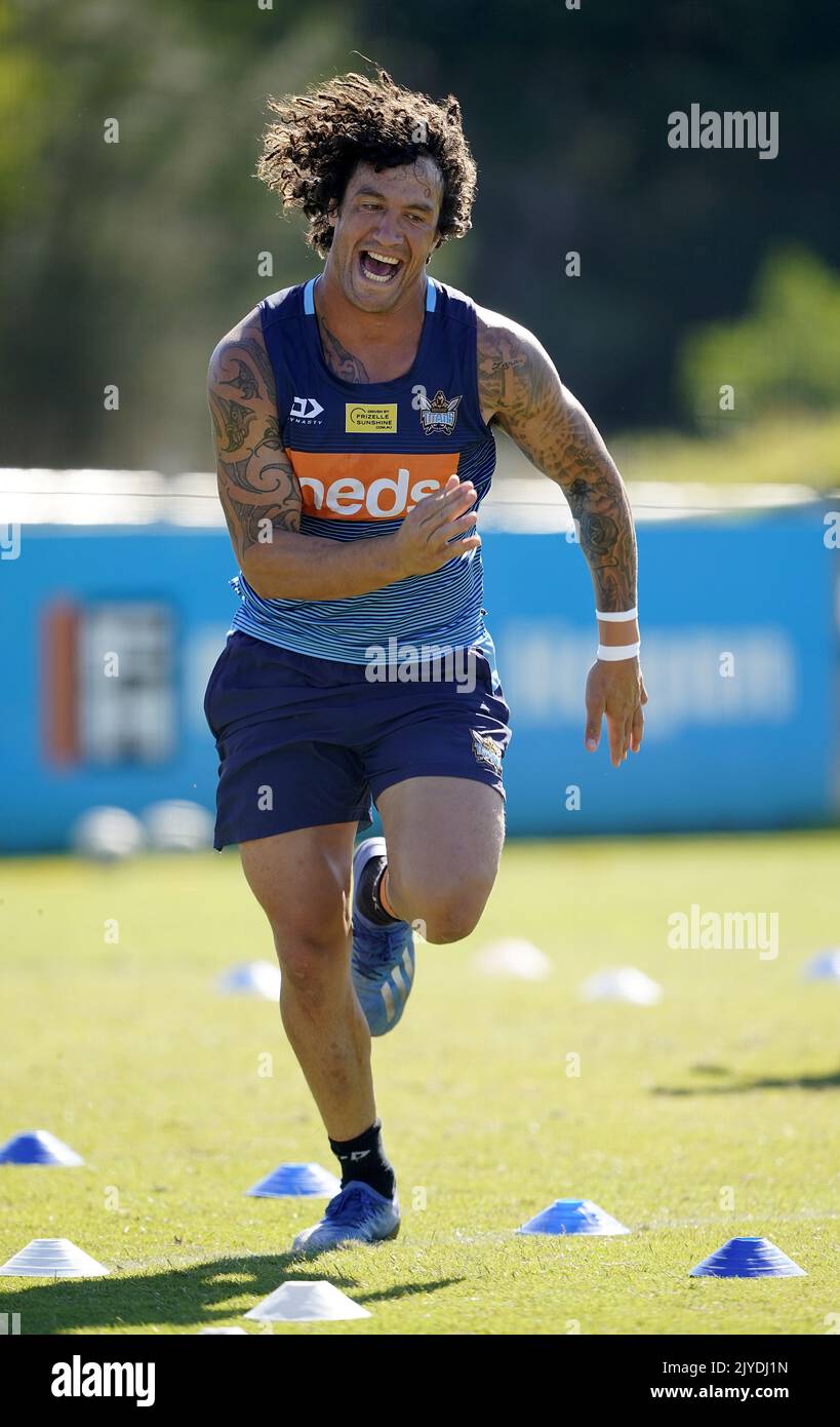 Kevin Proctor during an NRL Titans training session at the Titans High ...
