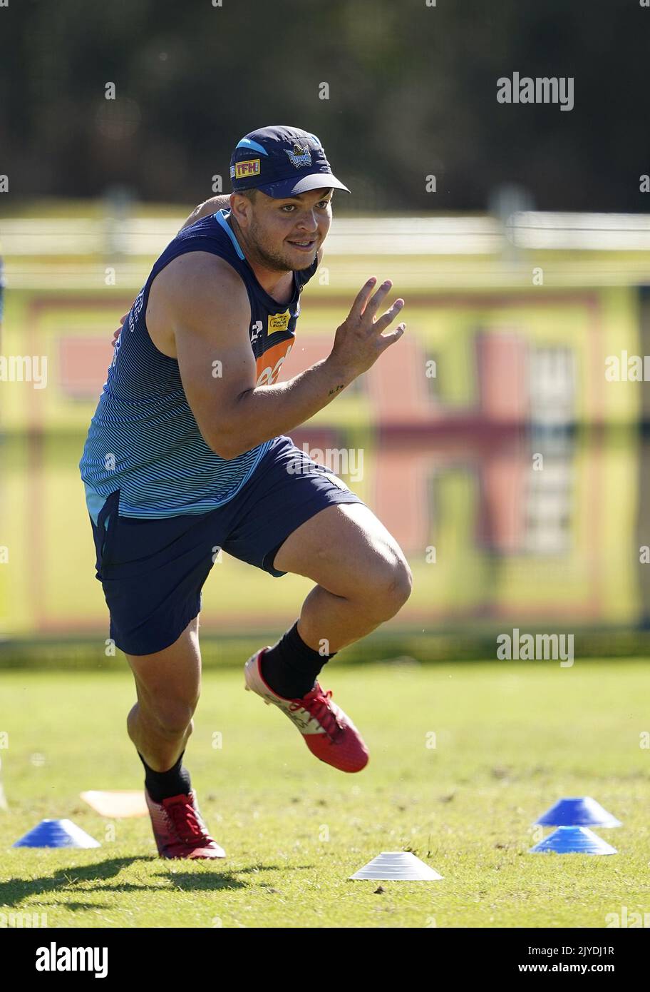 Ash Taylor during an NRL Titans training session at the Titans High ...