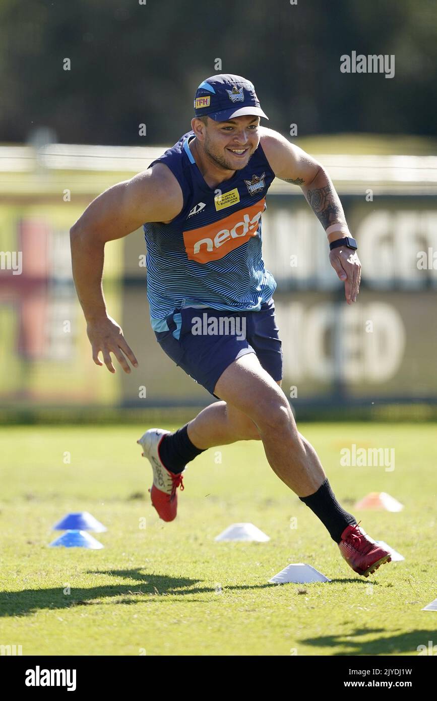 Ash Taylor during an NRL Titans training session at the Titans High ...