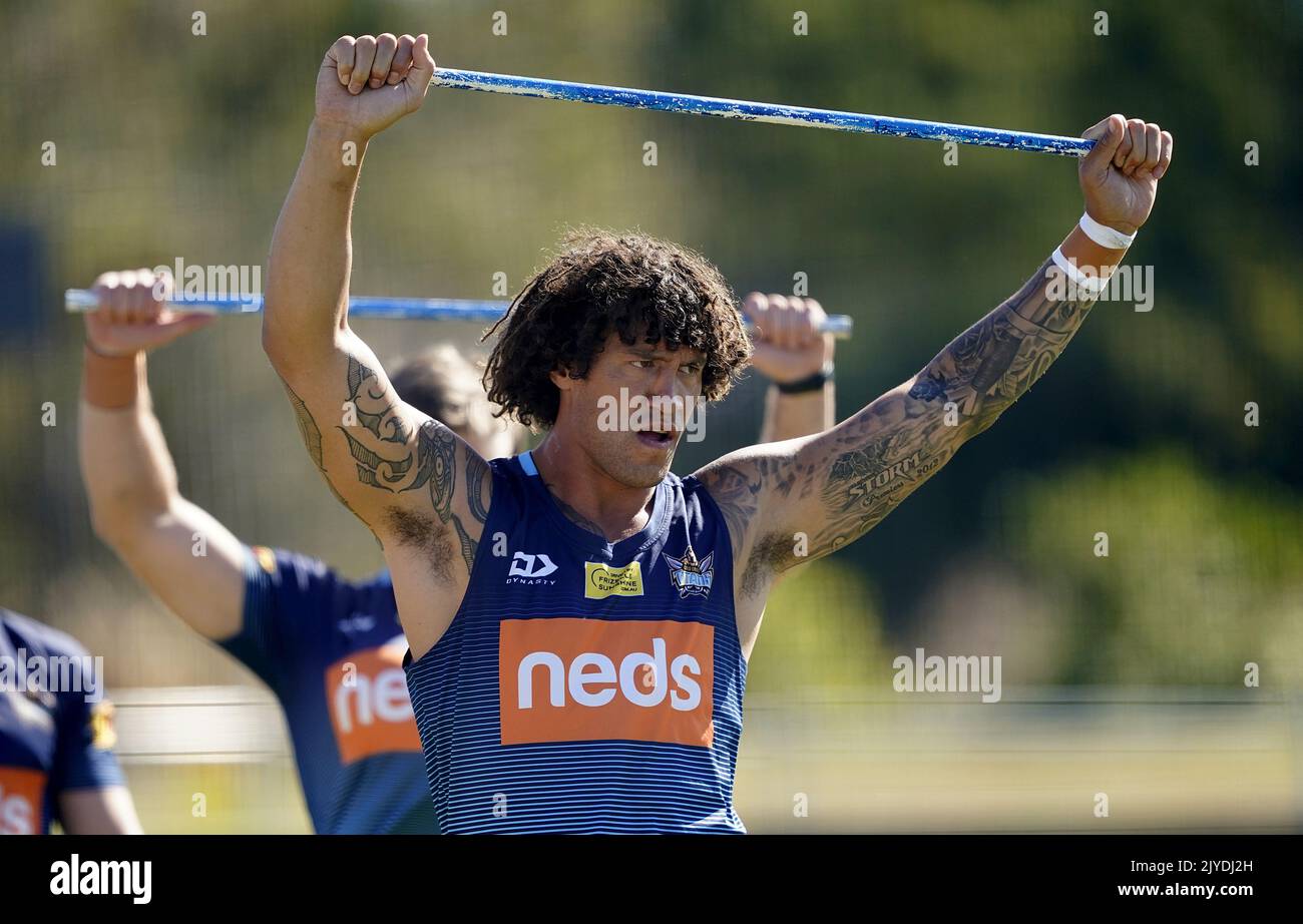 Kevin Proctor during an NRL Titans training session at the Titans High ...