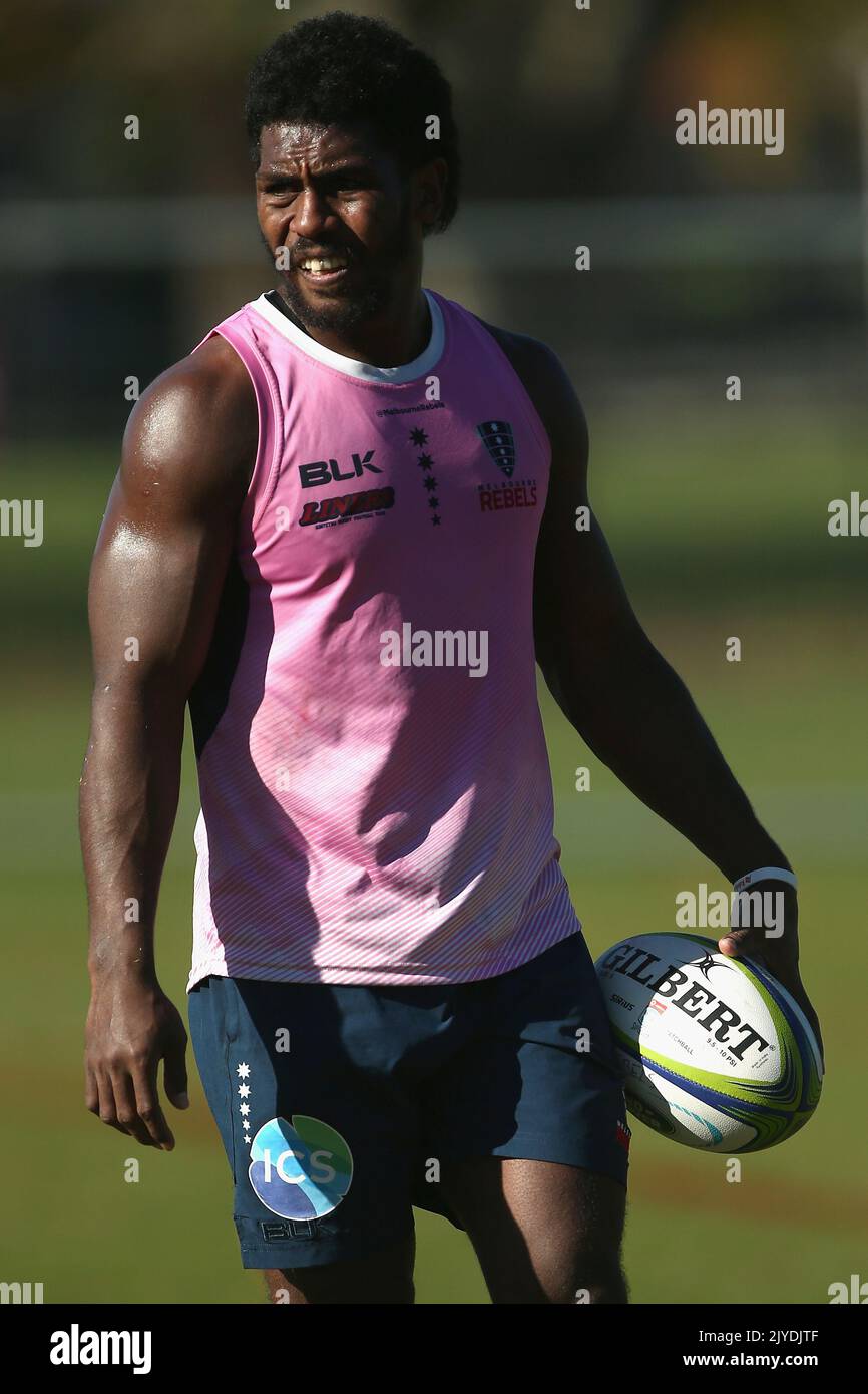 Frank Lomani looks on during a Melbourne Rebels Super Rugby training ...