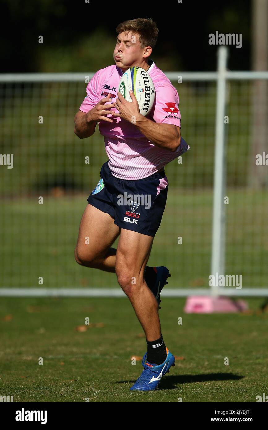 Tom Pincus takes the ball during a Melbourne Rebels Super Rugby ...
