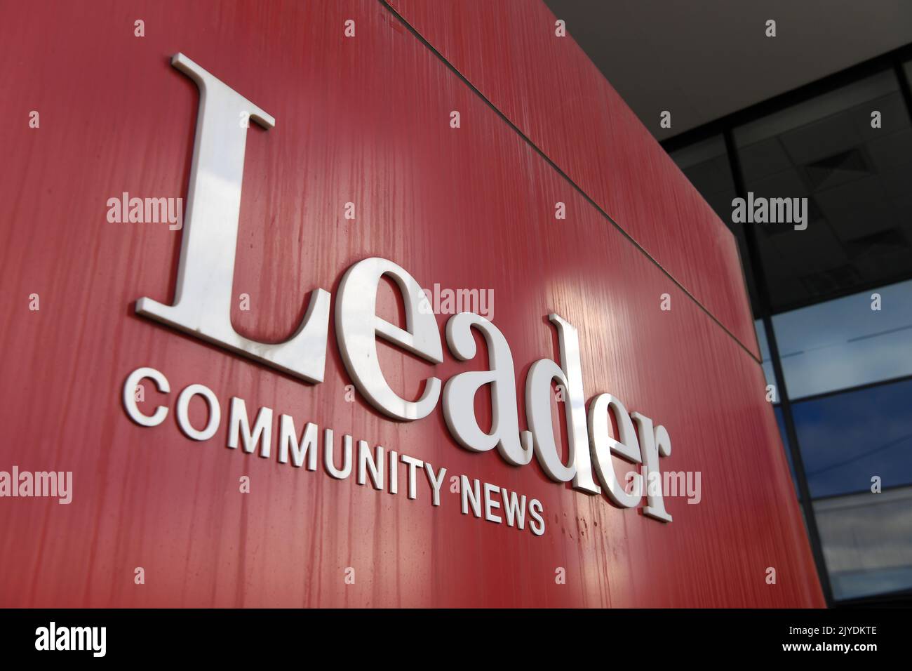 Signage for the Leader Community Newspapers is seen outside their ...