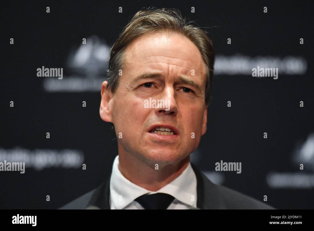 Minister for Health Greg Hunt at a press conference at Parliament House ...