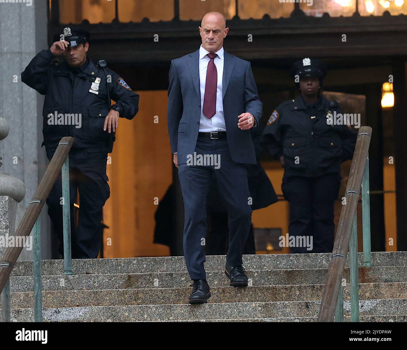Christopher Meloni and Danielle Mone Truitt pictured filming at the ...