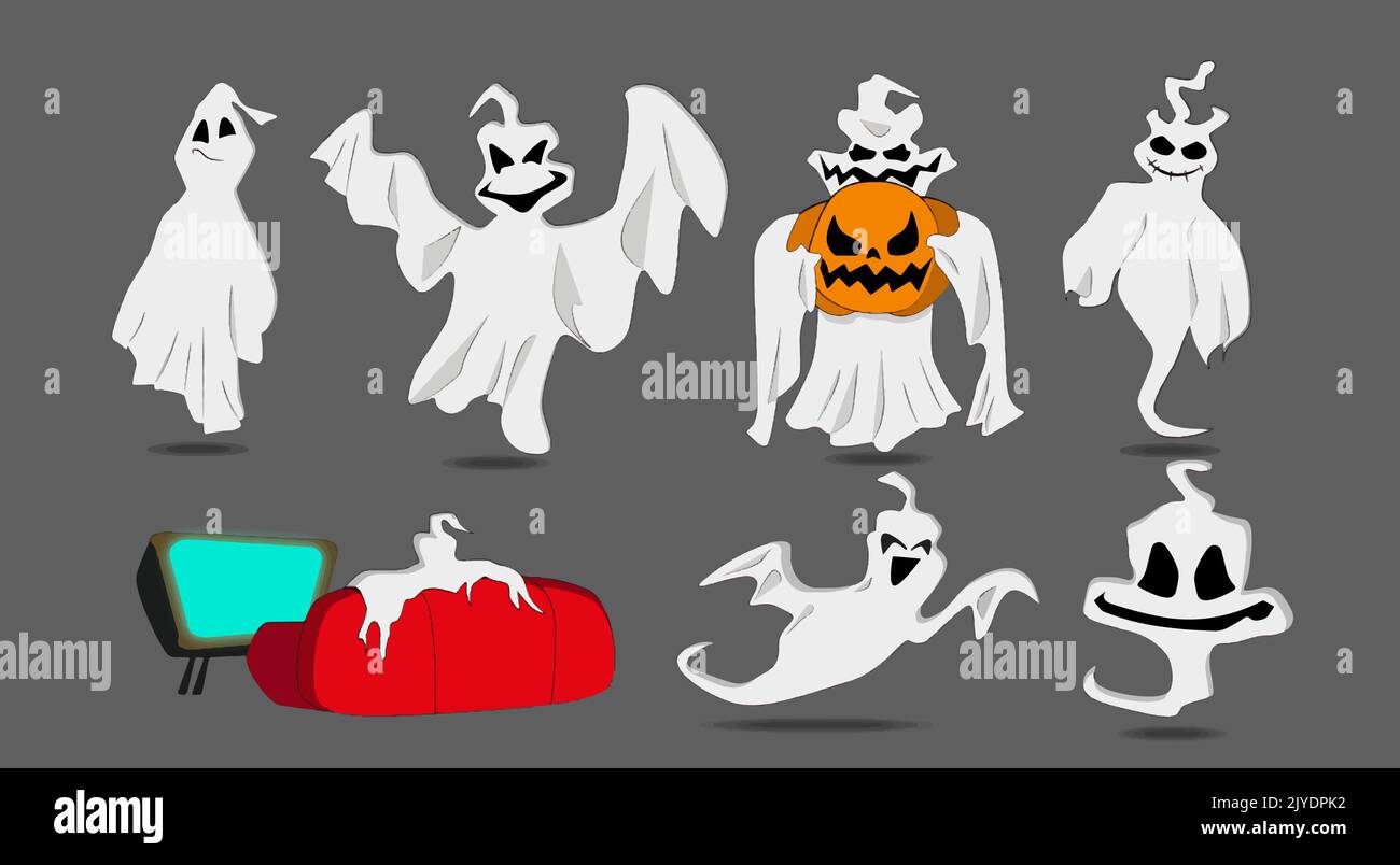 Cartoon cute ghost funny ghosts collection hi-res stock photography and ...
