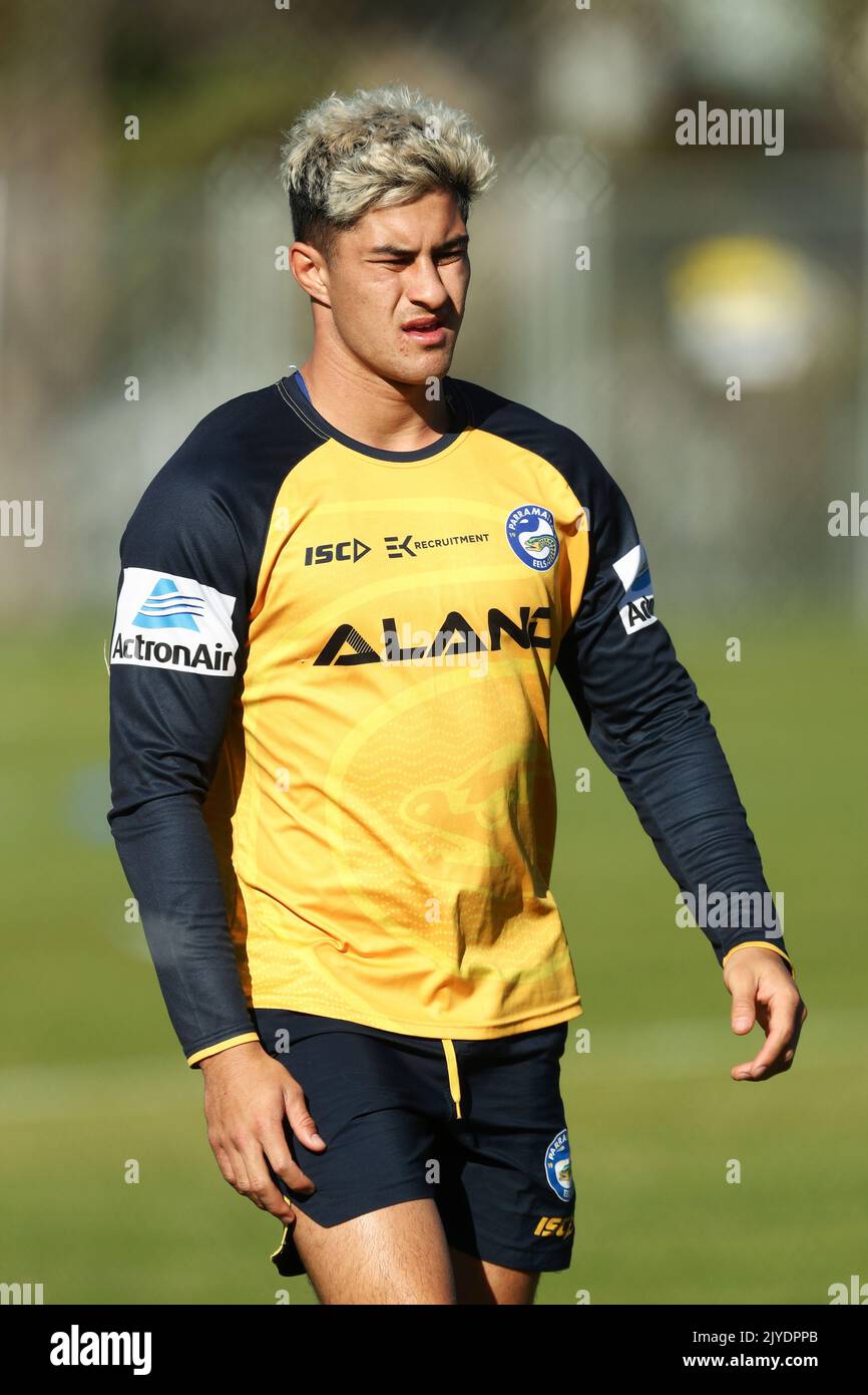 Dylan Brown of the Eels looks on during a Parramatta Eels training ...