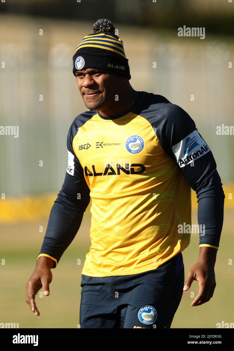 Maiko Sivo of the Eels looks on during a Parramatta Eels training ...