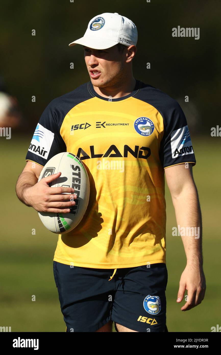 Mitchell Moses of the Eels looks on during a Parramatta Eels training ...